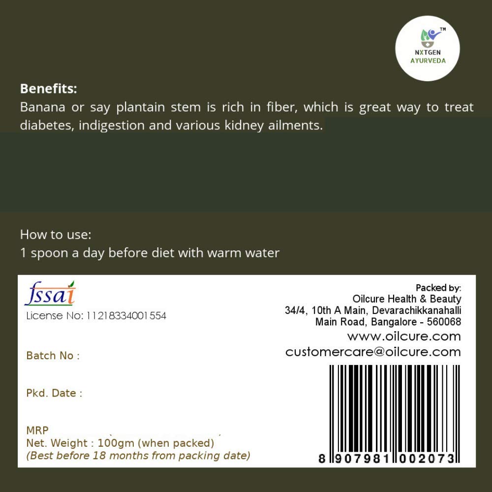 Nxtgen Ayurveda Banana Stem Powder - 100 GMS | Colombo Mall