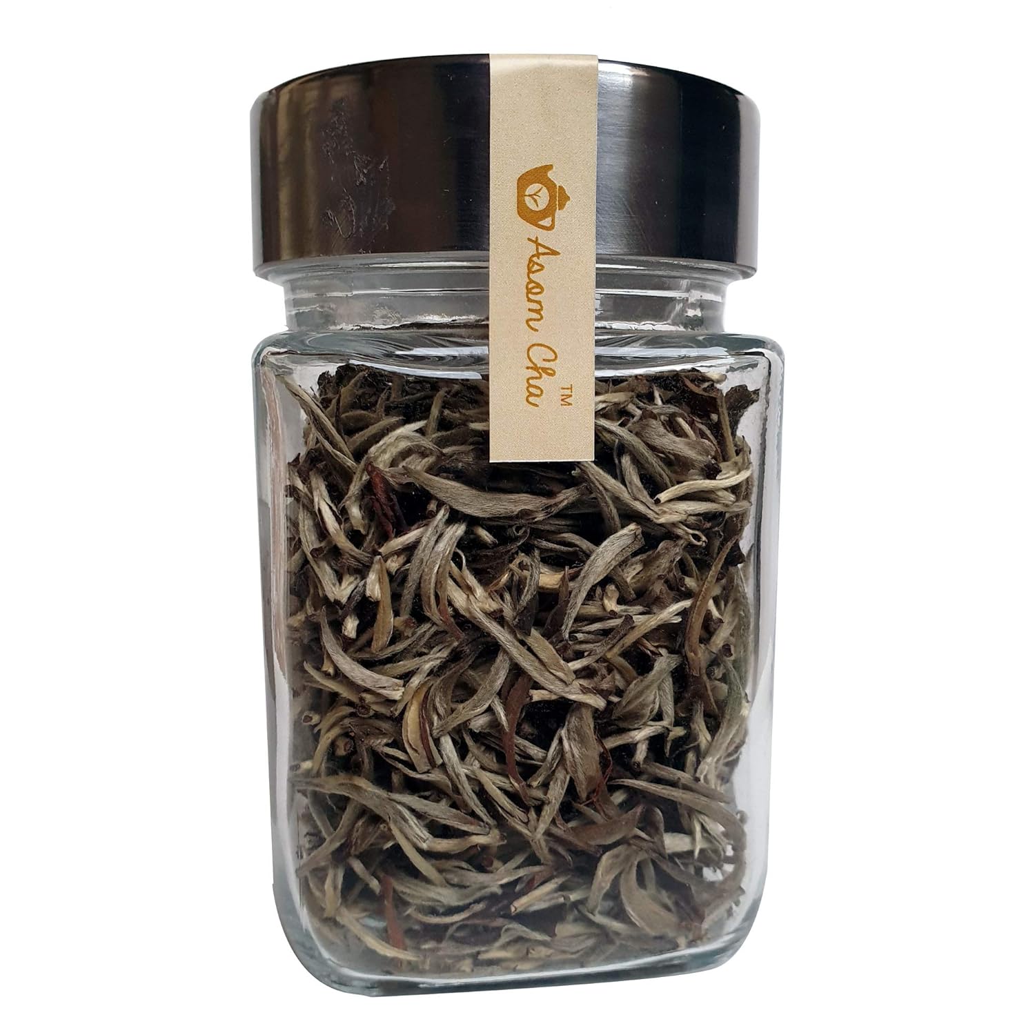 Asom Cha SuperFine White Tea | Silver Needle White Tea | 30g in a glass ...