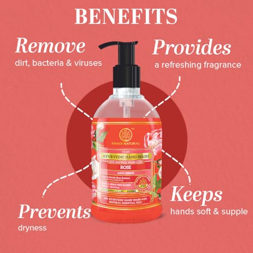 Khadi Natural Handwash| Rose fragrance| Keeps skin hydrated| Maintains ...