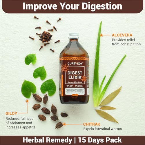 Cureveda Digest Elixir Herbal Syrup, Relief from Digestive Problems ...