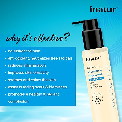 inatur Vitamin E Face Wash 100ml, sulphate free and gentle formula for ...