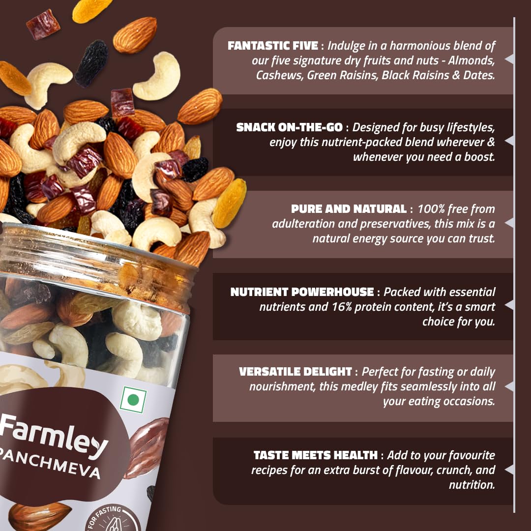 Farmley Panchmeva Healthy Dry Fruits Mix 405 g, Fit for Fasting I ...