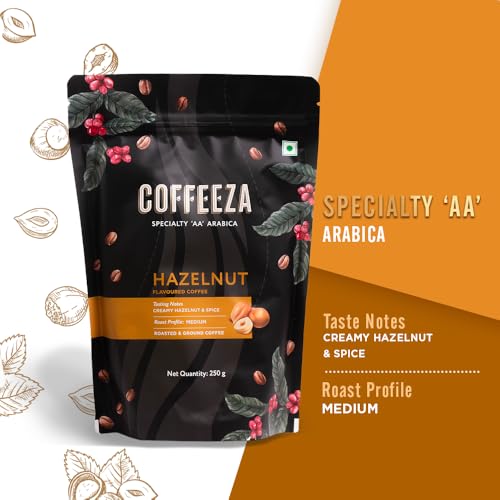 COFFEEZA Hazelnut Flavoured Ground Coffee Powder | Fine Grind (Espresso ...