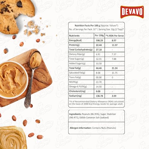Devavo Classic Peanut Butter (Crunchy) (350 g (Pack of 1)) | Original ...