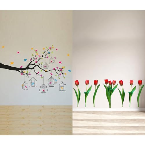 ESP Creation Combo Set of 2 Red Lilly | Branches with Flowers and Birds ...