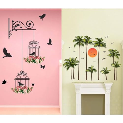ESP Creation Combo Set of 2 Coconut Trees with Sun | Branches and Cages ...