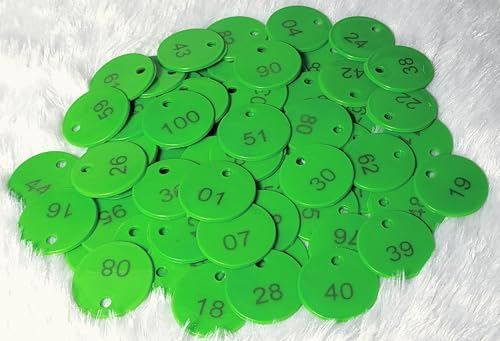 MOREL Plastic Number Token Coin with 1 to 100 Print and Hole and Steel ...