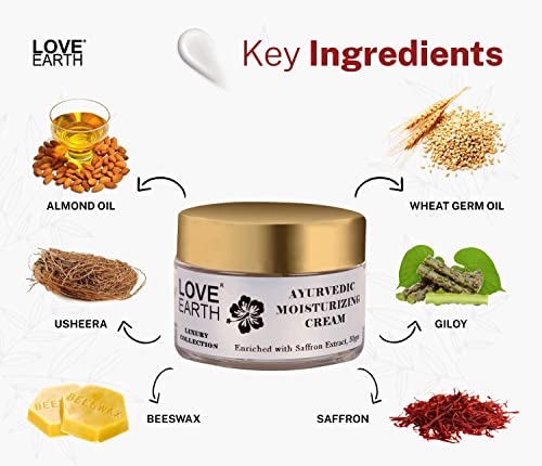 Love Earth Ayurvedic Moisturizing Cream with Saffron, Usheera, Giloy ...