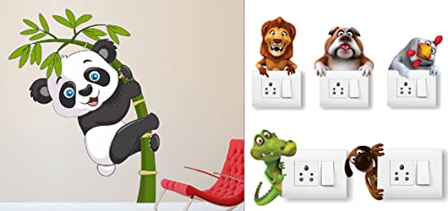 Merical Baby Panda and Animals Switch Board Wall Sticker for Living ...