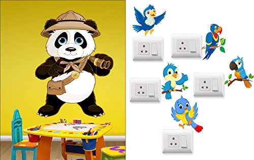 Merical Cute Panda and Switch Board Wall Sticker for Living Room, Hall ...
